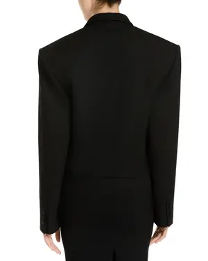 Attico Wool Gabardine Cropped Blazer