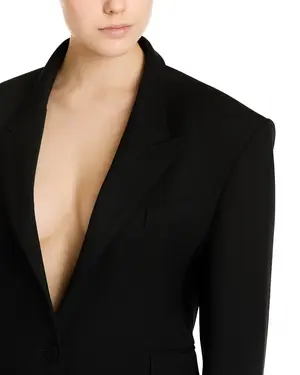 Attico Wool Gabardine Cropped Blazer