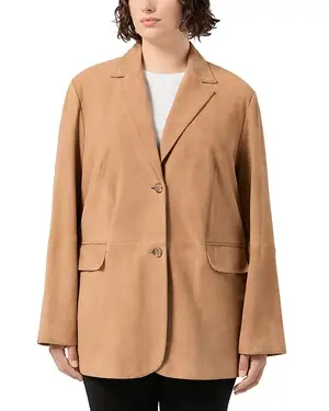 Marina Rinaldi Suede Oversized Blazer - Beige