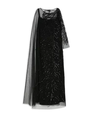 Marina Rinaldi Beaded Embroidered Tulle Dress