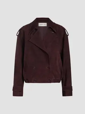 Derek Lam 10 Crosby Jane Suede Double-breasted Blouson Jacket - Deep Wine