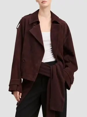 Derek Lam 10 Crosby Jane Suede Double-breasted Blouson Jacket