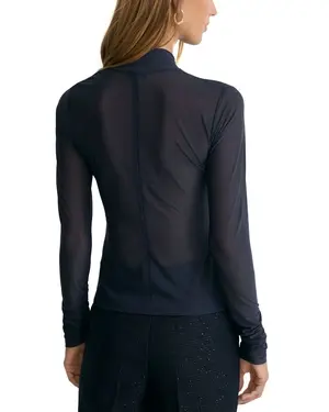 REISS Robyn Asymmetric Ruched Top - Navy
