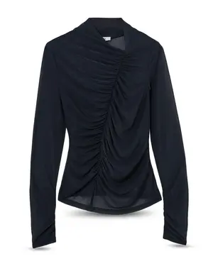 REISS Robyn Asymmetric Ruched Top - Navy