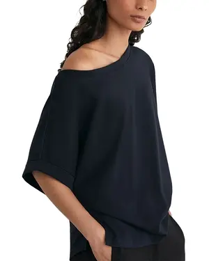 REISS Sia Cotton Off-the-shoulder Top - Navy