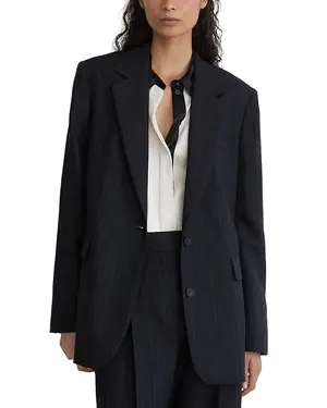 REISS Petites Beck Wool Two Button Blazer - Navy