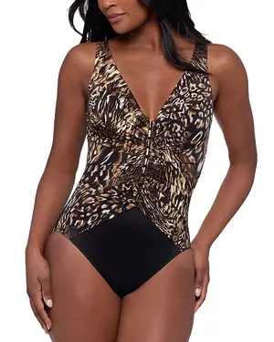 Miraclesuit Cat Call Charmer Ruched One Piece Swimsuit - Black/multi