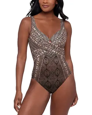 Miraclesuit Lavrian Crisscross Escape One Piece Swimsuit - Black/multi