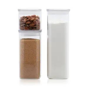 PEBBLY 3 Piece Rectangle Glass Storage Canister Set - Clear