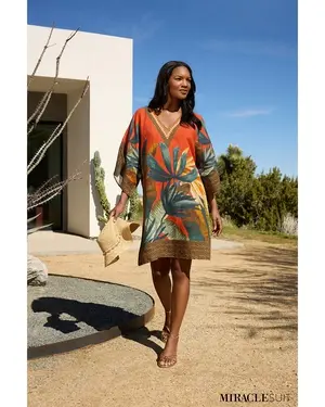 Miraclesuit Tropical Sole Linen Tunic Swim Cover-up