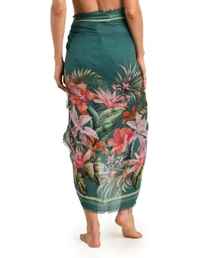 La Blanca Courtyard Palms Canga Sarong Swim Cover-up - Jungle
