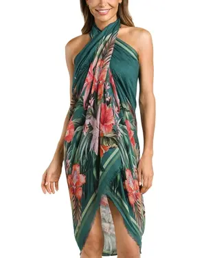 La Blanca Courtyard Palms Canga Sarong Swim Cover-up - Jungle
