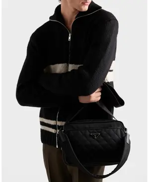 Prada Re-nylon And Leather Shoulder Bag - Black