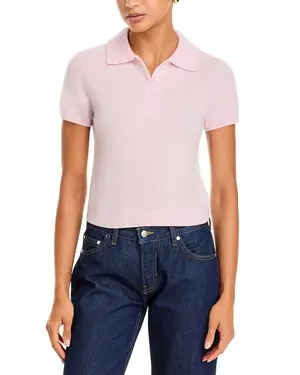 Simkhai Twila Cashmere Short Sleeve Polo - Blush