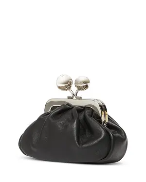 Max Mara Diomede Leather Convertible Clutch - Black