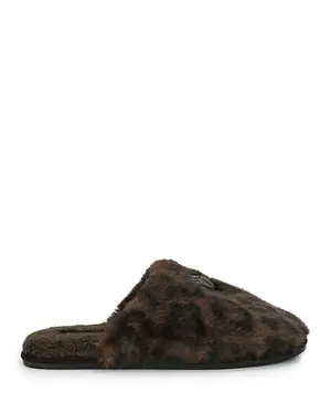 Kurt Geiger Kensington Faux Fur Slippers - Medium Brown