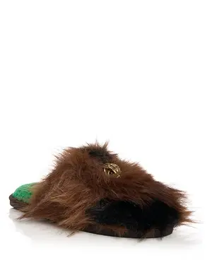 Kurt Geiger London Kensington Faux Fur Slippers - Open Brown