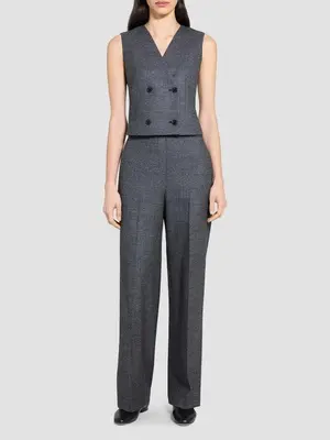 Theory Shrunken Double-breasted Virgin Wool Vest