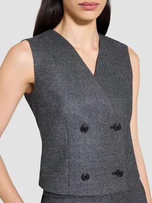 Theory Shrunken Double-breasted Virgin Wool Vest