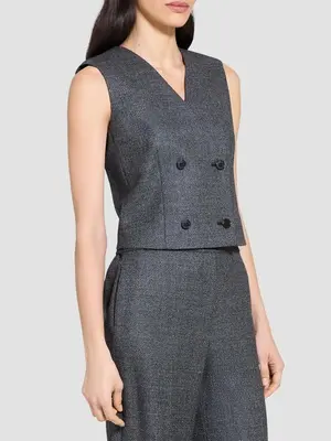 Theory Shrunken Double-breasted Virgin Wool Vest