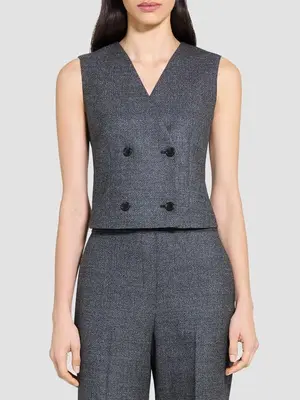 Theory Shrunken Double-breasted Virgin Wool Vest