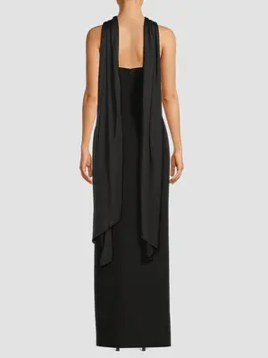 Aidan Mattox Bonded Crêpe Scarf Column Gown