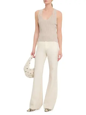REISS Alethia Rib-knit Linen-blend Tank