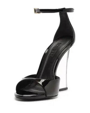 Schutz Stella Patent Leather Wedge Sandals