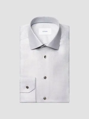 Eton Micro Check Twill Shirt - Medium Grey