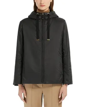 Max Mara Hooded Zip Front Quilted Jacket - Black