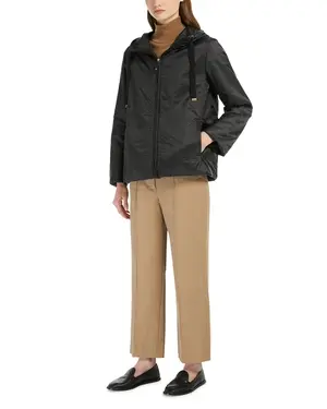 Max Mara Hooded Zip Front Quilted Jacket