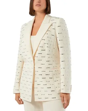 Marina Rinaldi Geometric Rhinestone Blazer - Light Yellow