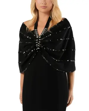 Marina Rinaldi Embroidered Beaded Cape Dress
