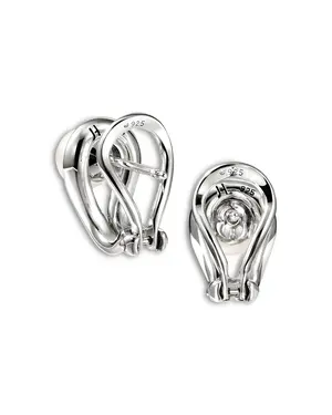 John Hardy Sterling Surf Cultured Freshwater Pearl Omega Earrings