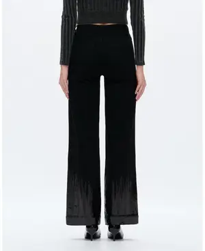BAYEAS Mid Rise Wide Leg Denim Jeans With Sequin Embroidery In Wash