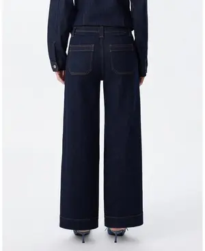 BAYEAS High Rise Straight Leg Denim Jeans With Wide Cuffed Hems