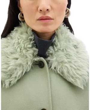 Another Tomorrow Fur Collar Balmacaan