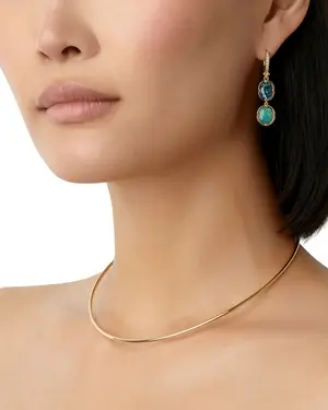 Temple St. Clair 18k Yellow Diamond, Black Opal & Aquamarine Double Drop Earrings