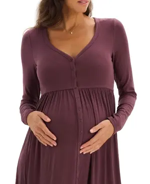 Hatch Collection The Softest Rib Nursing Dress - Prune