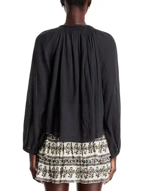 Isabel Marant Étoile Hivane Cotton Braided Split Neck Top