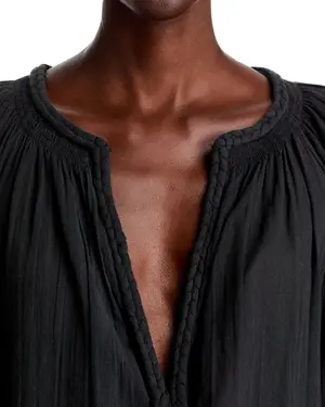 Isabel Marant Étoile Hivane Cotton Braided Split Neck Top