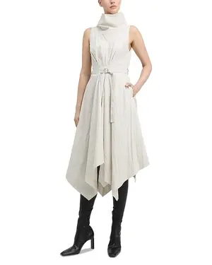 Derek Lam 10 Crosby Indie Cotton Blend Belted Asymmetric Dress - Drizzle