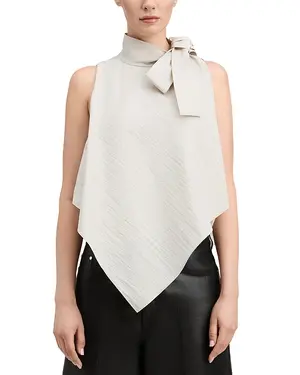 Derek Lam 10 Crosby Alva Cotton Blend High Neck Asymmetric Top