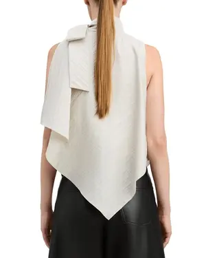 Derek Lam 10 Crosby Alva Cotton Blend High Neck Asymmetric Top
