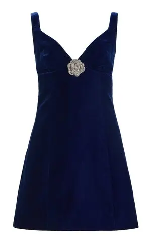 Cara Cara Gracie Velvet Mini Dress - Blue