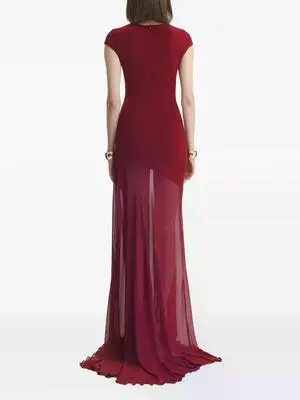2310 STUDIO Sheer-panel Cap-sleeve Maxi Dress