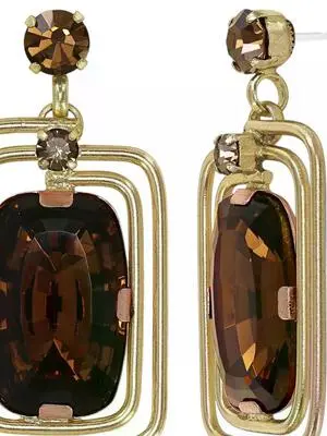 KONPLOTT To The Max Cushion-cut Crystal Drop Earrings - Gold