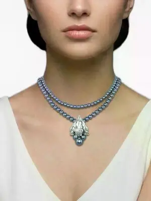 KONPLOTT Spikes And Pearls Crystal-pendant Necklace - Silver