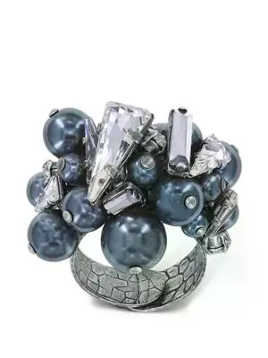 KONPLOTT Crystal-embellished Pearl-cluster Ring