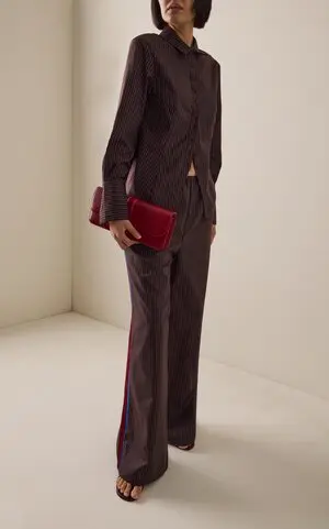 Rosie Assoulin Queen V Pinstripe Twill Shirt